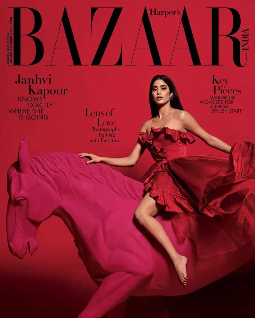 Pic Talk: Janhvi Kapoor sizzles in red on Bazaar Magazine - Andhrawatch.com