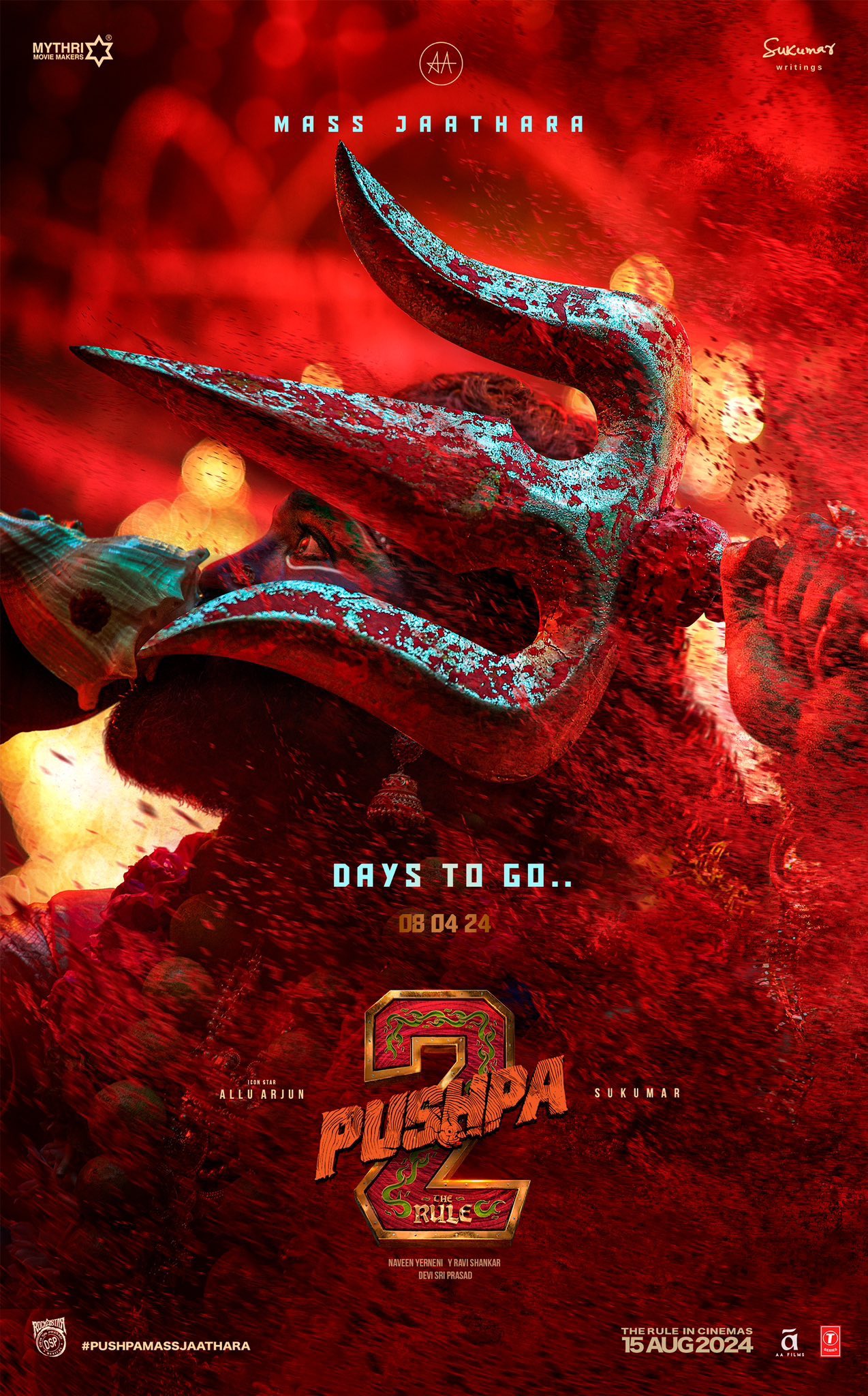 Pushpa-2 countdown poster: Icon star covered in red | Andhrawatch.com