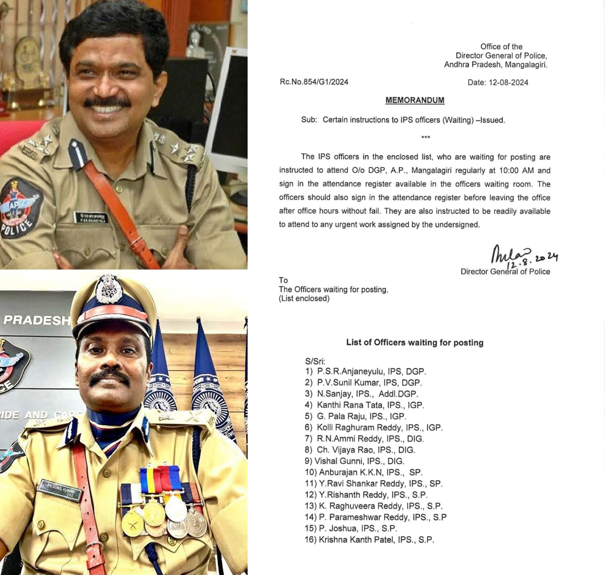 16 IPS officers in Andhra Pradesh asked to mark daily attendance at DGP ...